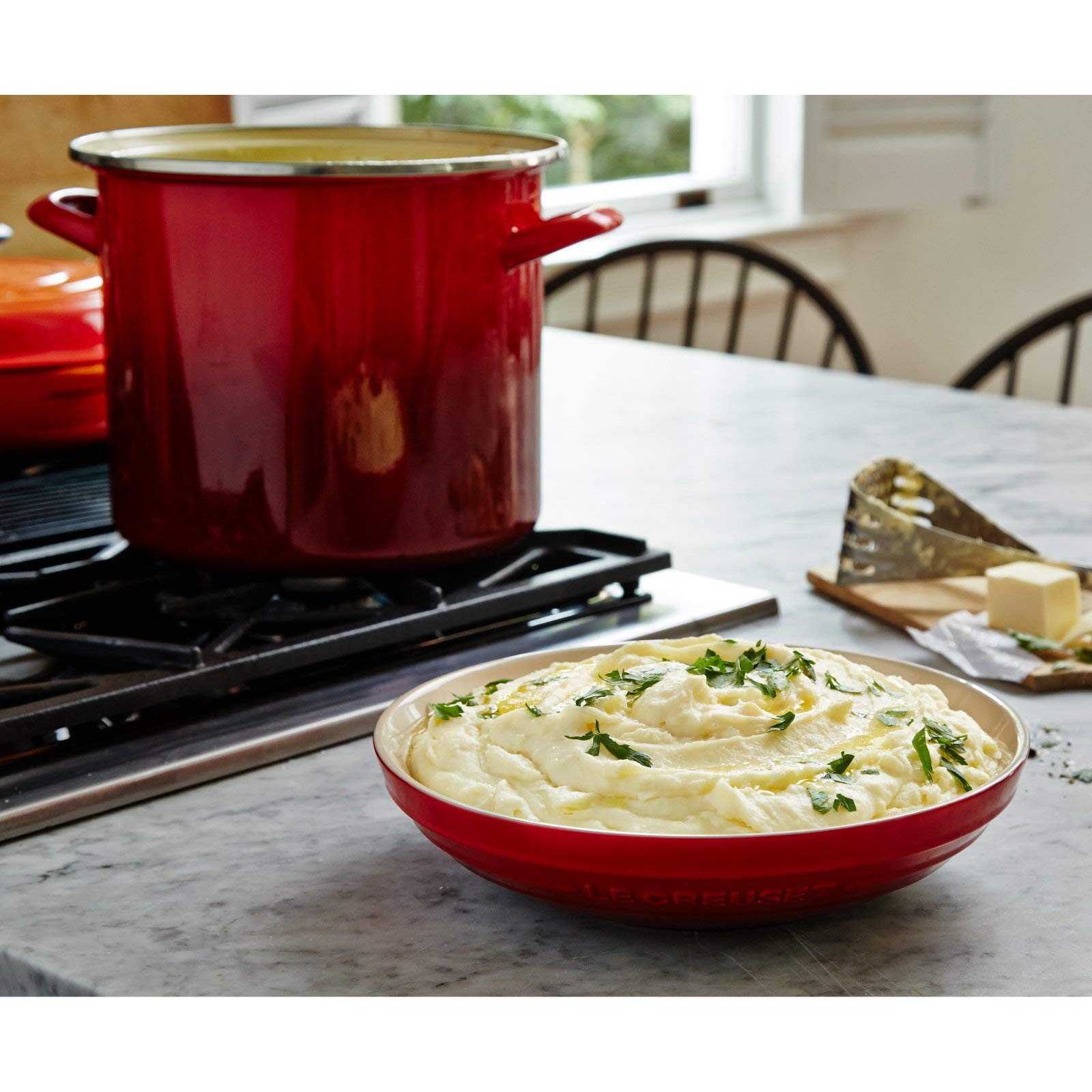 Le Creuset Enamel-on-Steel Covered Stockpot, 10-Quart, Cerise (Cherry Red)