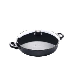 swiss diamond 12.5" 4.5qt sauteuse hd nonstick induction diamond coated aluminum sauteuse, includes lid pfoa free dishwasher and oven safe grey