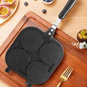 Egg Frying Pans Double Side Egg Cooker Pan, 4 Cups Nonstick Omelet Pan, with Cartoon Animal Pattern Breakfast Burger Cooker for Pancake Kitchen Cooking Tool