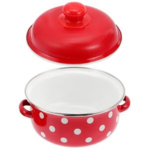 luxshiny enamelware pot enamel soup pot vintage stew pot stock pot with double handle soup pasta cooking pot noodle porridge pot for kitchen induction cooktop gas stove 1. 1l 16cm pasta pot