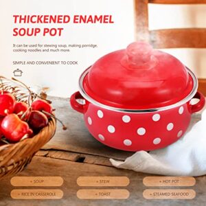 Luxshiny Enamelware Pot Enamel Soup Pot Vintage Stew Pot Stock Pot with Double Handle Soup Pasta Cooking Pot Noodle Porridge Pot for Kitchen Induction Cooktop Gas Stove 1. 1L 16cm Pasta Pot