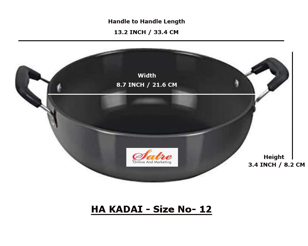 Satre Online and Marketing Hindalco Aluminium Kadai,Cookware Pan Size No-12, 3 mm,Aluminium Kadai,Kadhai Pan,Frying Pan