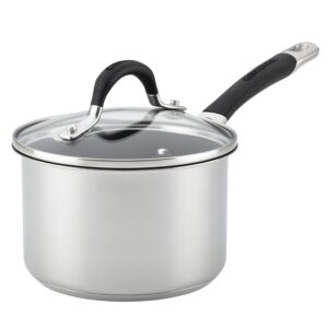 circulon momentum stainless steel sauce pan/saucepan with lid, 2 quart, silver