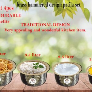 MUKE® Brass Hammered Patila, Brass Tope, Brass Cookware, Patila, Round Heavy Bottom Tapeli, Bhagona (1liter)