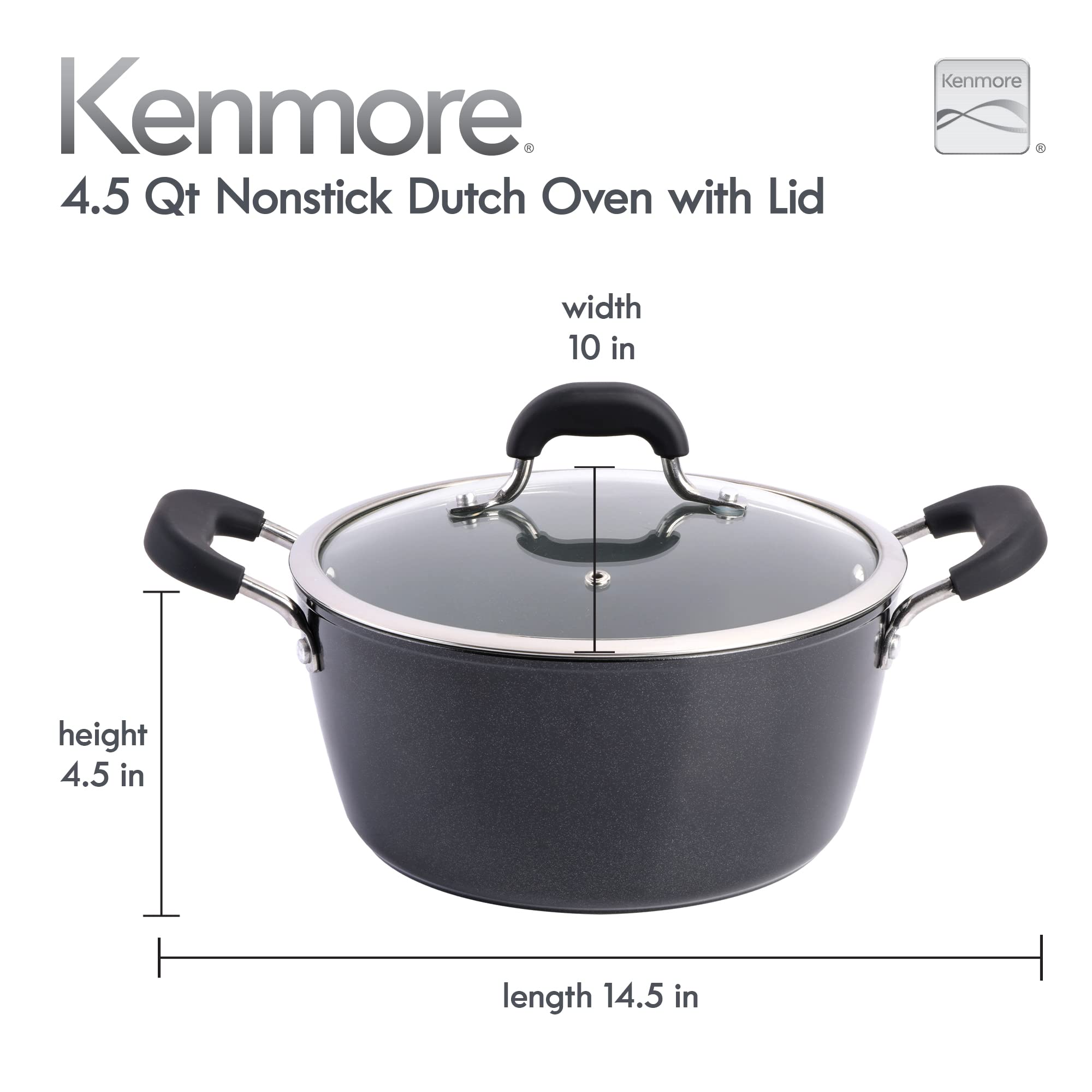 Kenmore Arlington 4.5 QT Aluminum Dutch Oven W/Lid- Black Diamond