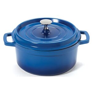 g.e.t. ca-011-cb/bk heiss energy-efficient cast aluminum dutch oven, 2.5 quart, round, blue