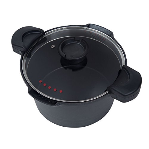 MasterPan 5 QT. Non-Stick Stock N’ Pasta Pot w/ Locking Handles and Easy Pour Strainer, 9”