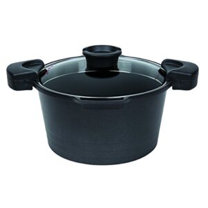 MasterPan 5 QT. Non-Stick Stock N’ Pasta Pot w/ Locking Handles and Easy Pour Strainer, 9”