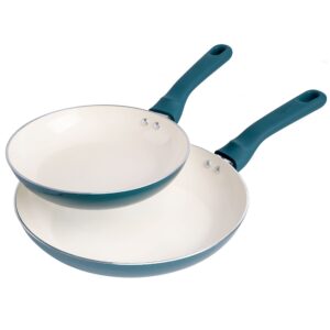 spice by tia mowry savory saffron 2-piece fry pan set - teal