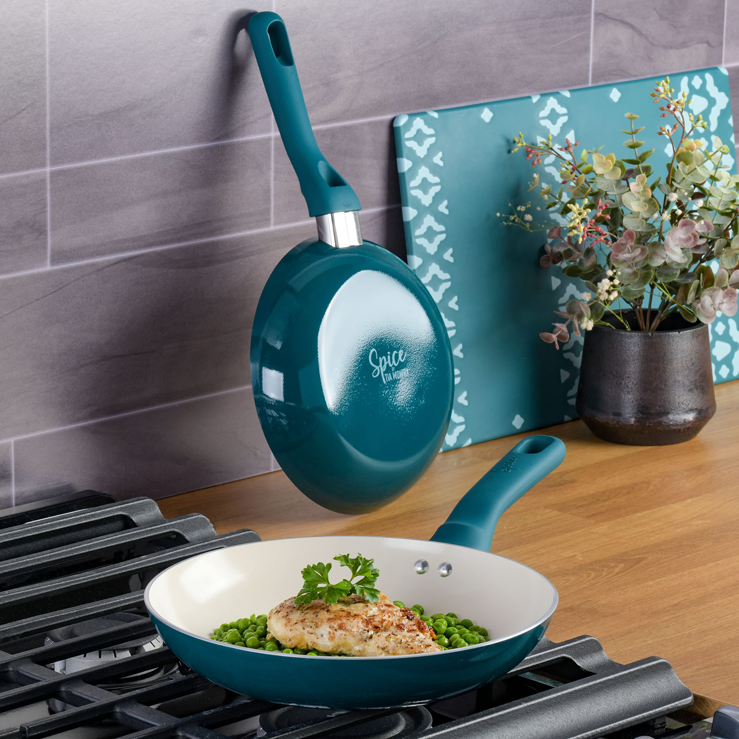 Spice by Tia Mowry Savory Saffron 2-Piece Fry Pan Set - Teal