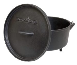 camp chef 12" cast iron deep dutch oven, true seasoned finish cast iron, volume 8 qt