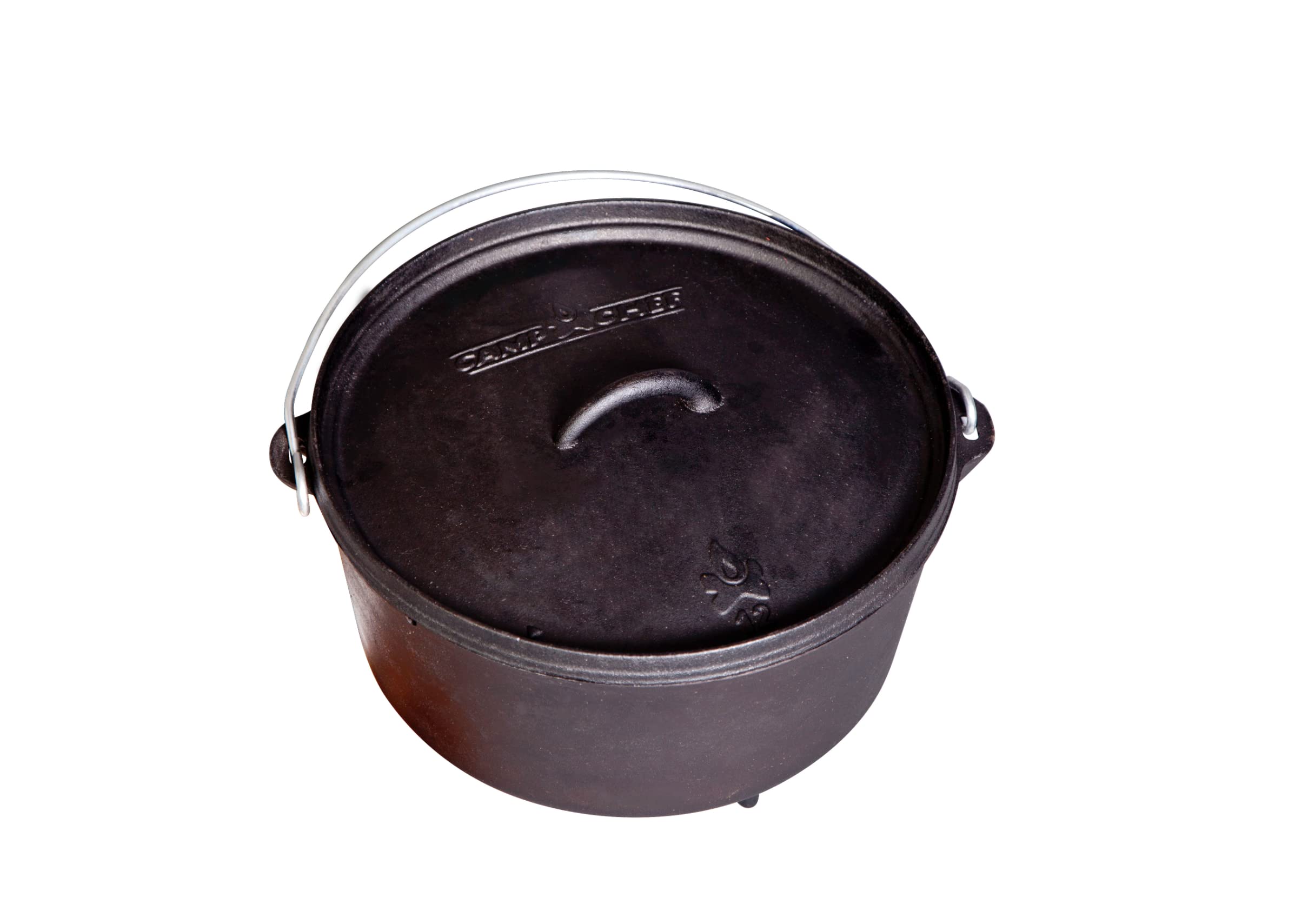 Camp Chef 12" Cast Iron Deep Dutch Oven, True Seasoned Finish Cast Iron, Volume 8 qt