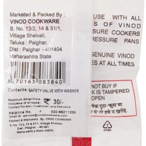 Vinod Pressure Cooker Safety Valve, Small, Aluminum Color