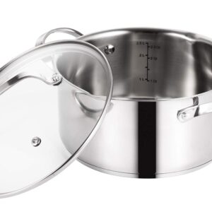 QStar 5 qt Stainless Steel Nontoxic Easy Cooking Stock Pot with Handle and Glass Lid