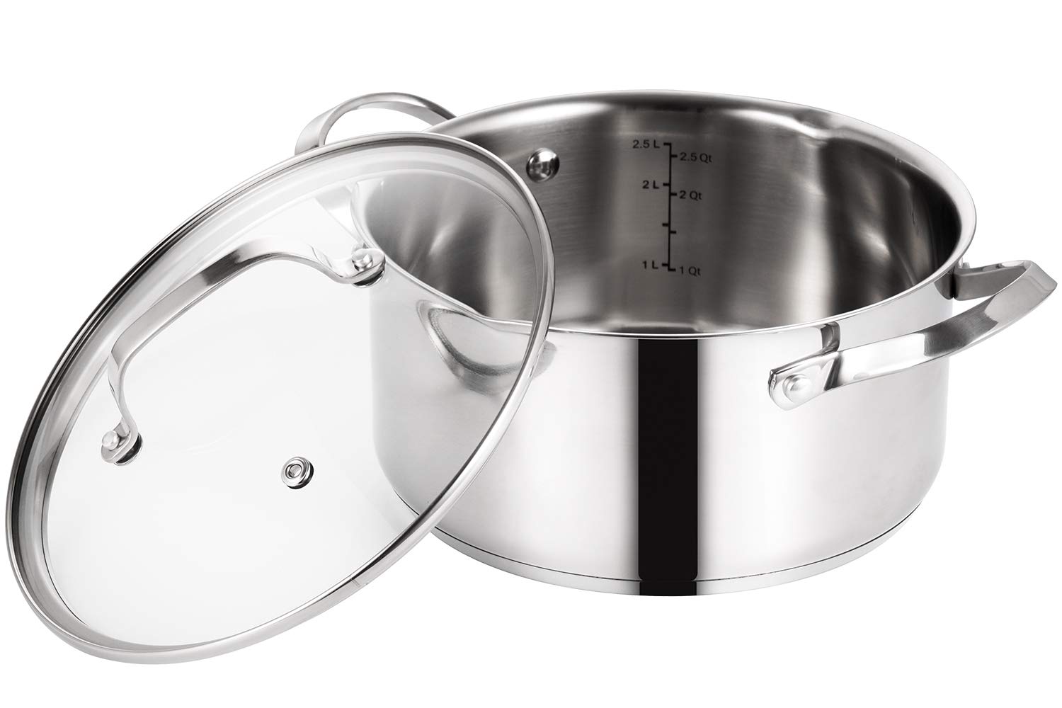 QStar 5 qt Stainless Steel Nontoxic Easy Cooking Stock Pot with Handle and Glass Lid