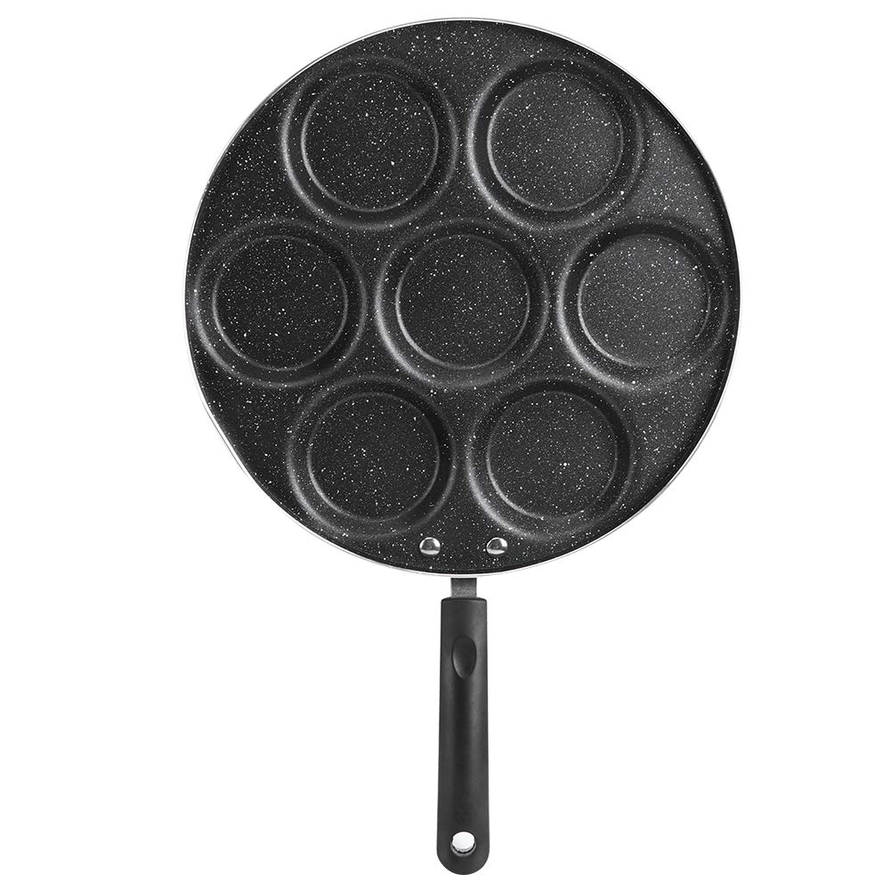 TOPINCN 7 Holes Frying Pan Non Stick Fried Eggs Cooking Pan Burger Mould Household Kitchen Cookware Cookware Breakfast Cooking Tool