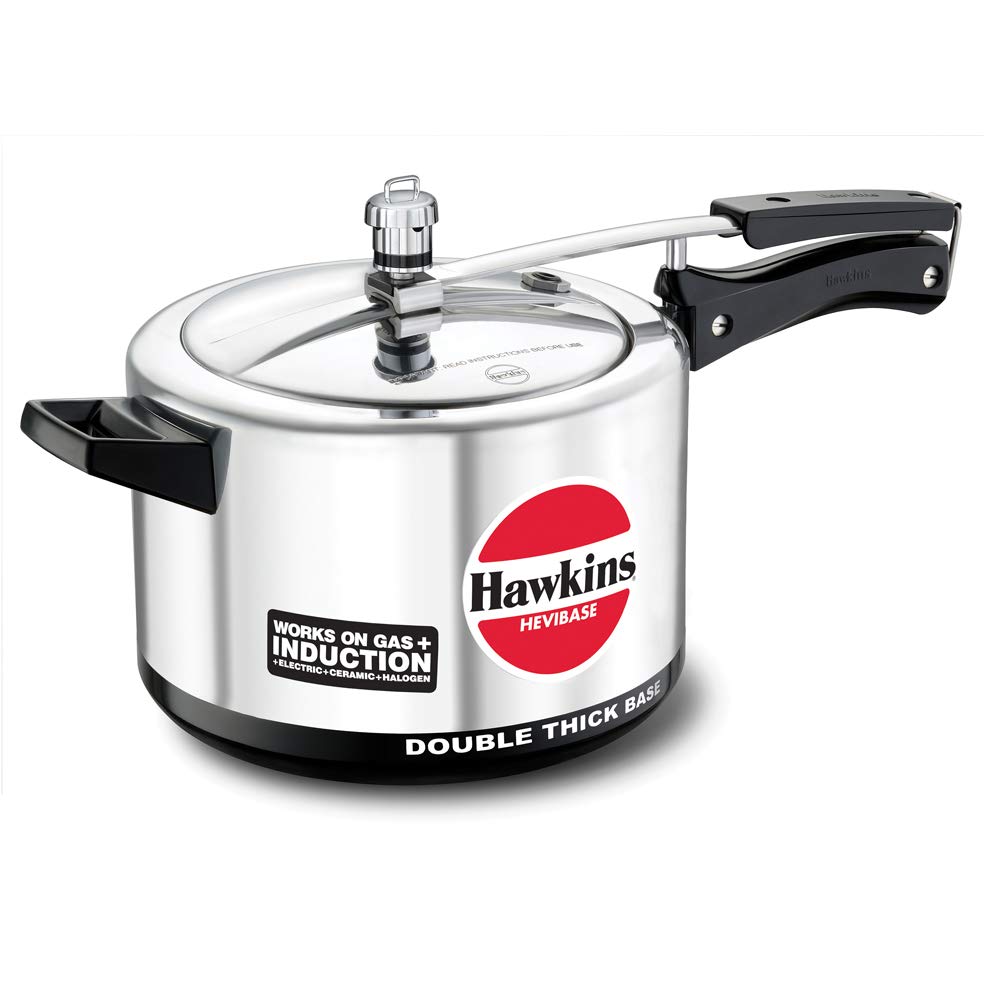 HAWKINS H56 Hevibase Induction Compatible Aluminum Pressure Cooker, 5-Liter,SILVER