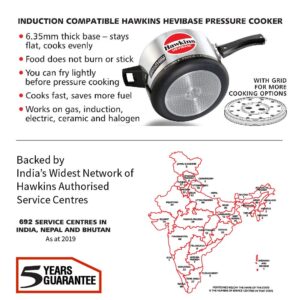 HAWKINS H56 Hevibase Induction Compatible Aluminum Pressure Cooker, 5-Liter,SILVER