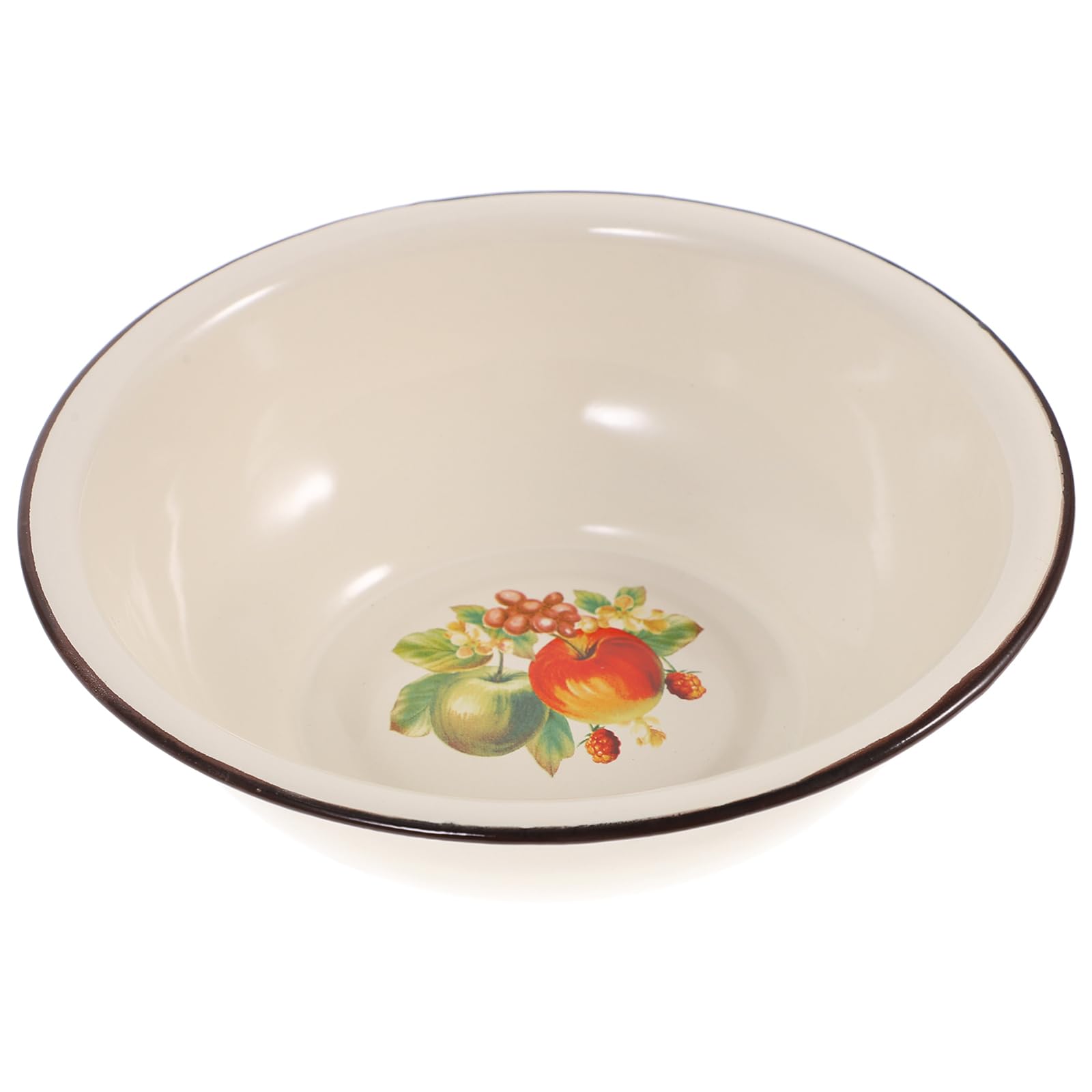 Enamel Soup Bowl Vintage Enameled Basin Retro Enameled Bowl Enamelware Salad Serving Bowl Soup Basin Round Cereal Snacks Fruit Bowl Serving Tray for Home Kitchen 18cm