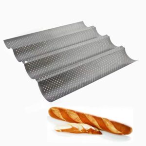 emivery perforated baguette pan 4 gutter oven toaster pan for oven baking