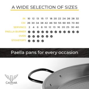 Vaello by Castevia Imports Polished Steel Valenciano paella pan 17Inches / 42cm / 10 servings