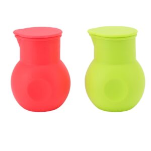 2PCS Silicone Chocolate Melting Pot, Silicone Chocolate Melter in Microwave Melting Chocolate for Molds Microwave Butter Melter for Candy Sauce Chocolate Baking Pouring Tool, Red and Green