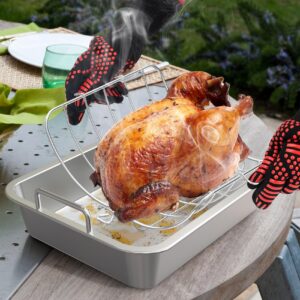 only fire Roasting Rack, Fits for 16x13 Inch Roasting Pan, Stainless Steel, Detachable