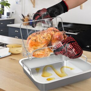 only fire Roasting Rack, Fits for 16x13 Inch Roasting Pan, Stainless Steel, Detachable