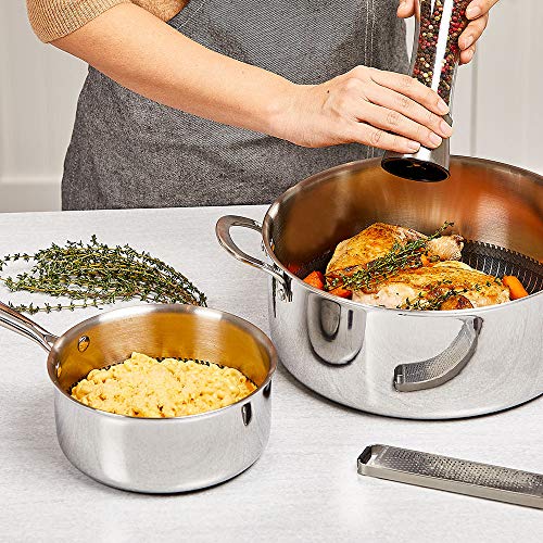 Copper Chef Titan Pan, Try Ply Stainless Steel Non-Stick Frying Pans, 7.5 QT Casserole Pan with Lid