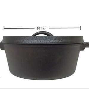 Cuisiland Cast Iron Lip Lid Flat Bottom Dutch Oven 4.5 Quarts