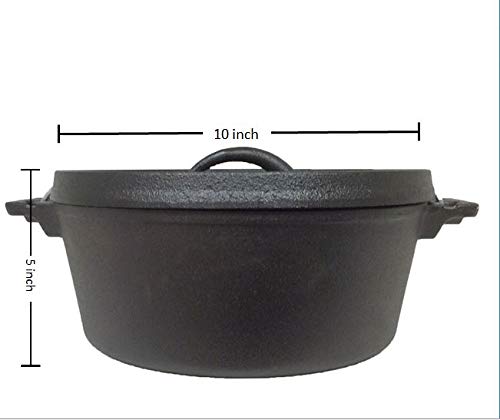 Cuisiland Cast Iron Lip Lid Flat Bottom Dutch Oven 4.5 Quarts