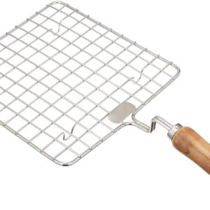 Satre Online And Marketing Wooden Sqaure Roasting Net,Stainless Steel Wire Roaster,Wooden Handle Round with Roasting Net,Roasting Net,Square Roasting Net,Papad Jali,Roti Jali,Roaster