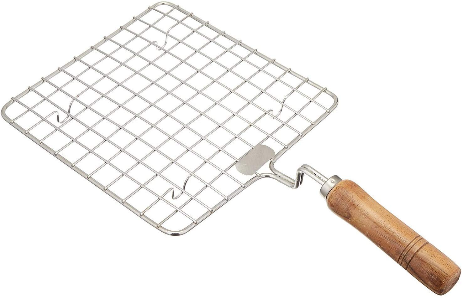 Satre Online And Marketing Wooden Sqaure Roasting Net,Stainless Steel Wire Roaster,Wooden Handle Round with Roasting Net,Roasting Net,Square Roasting Net,Papad Jali,Roti Jali,Roaster