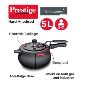 Prestige Svachh Nakshatra Plus Hard Anodised Aluminium Inner Lid 5 Litre Pressure Handi, Black