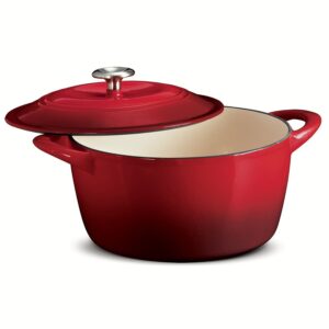 tramontina 6.5 qt round dutch oven ombre red enameled cast iron