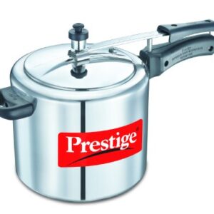 Prestige PRNPC6.5 Nakshatra Plus 6.5-Liter Flat Base Aluminum Pressure Cooker for Gas and Induction Stove, Medium, Silver