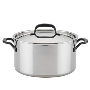 kitchenaid 5-ply clad polished stainless steel stock pot/stockpot with lid, 8 quart