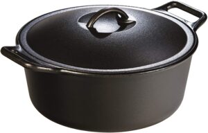 lodge bold 7 quart seasoned cast iron dutch oven, design-forward cookware,black