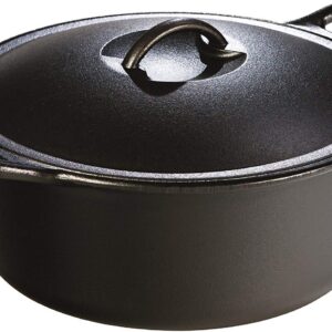 Lodge BOLD 7 Quart Seasoned Cast Iron Dutch Oven, Design-Forward Cookware,Black