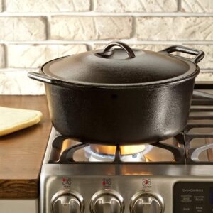 Lodge BOLD 7 Quart Seasoned Cast Iron Dutch Oven, Design-Forward Cookware,Black