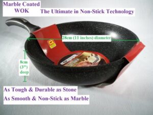 ceramic marble coated cast aluminium non stick wok 28 cm (11 inches)