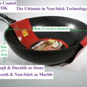 Ceramic Marble Coated Cast Aluminium Non Stick Wok 28 cm (11 inches)