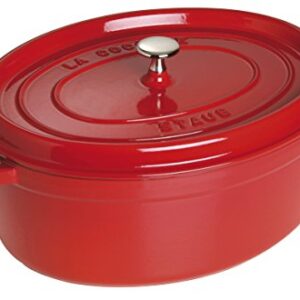 Staub Cast Iron Roaster/Cocotte, Oval 37 cm, 8 L, Cherry Red