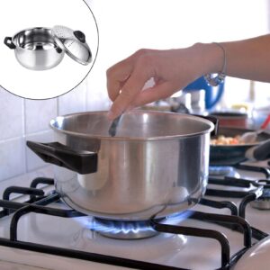 Stainless Steel Pasta Pot with Strainer Lid Pasta Pot Noodles Cooking Pot Kitchen Cookware Perfect for Cooking Noodle Veggie or Sauce, Silver 1.5L