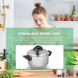 Stainless Steel Pasta Pot with Strainer Lid Pasta Pot Noodles Cooking Pot Kitchen Cookware Perfect for Cooking Noodle Veggie or Sauce, Silver 1.5L