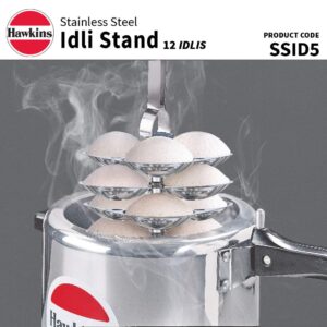 Hawkins Stainless Steel Idli Stand - 12 Idlis, (For 5 Litre and bigger Pressure Cooker), Silver (SSID5)