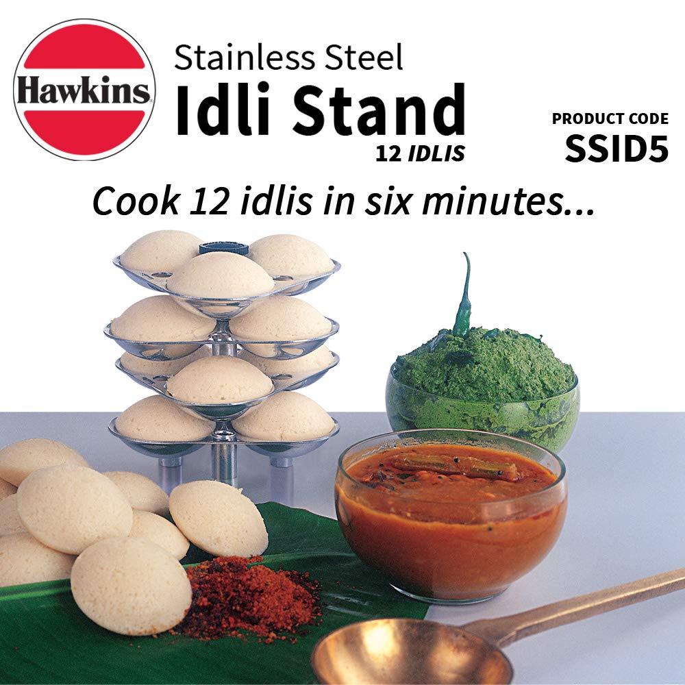 Hawkins Stainless Steel Idli Stand - 12 Idlis, (For 5 Litre and bigger Pressure Cooker), Silver (SSID5)