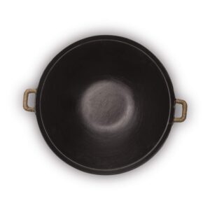 臻三环 ZhenSanHuan Handmade Cast Iron wok No Coating No painting Healthy, Flat Bottom, Induction Suitable (38CM (15inches))