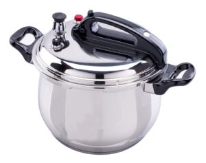 bene casa - stainless steel pressure cooker (9.5 quarts) - features sure-lock lid system with airtight seal and pressure release valve - dishwasher safe