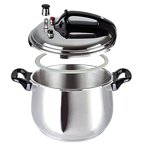 Bene Casa - Stainless Steel Pressure Cooker (9.5 Quarts) - Features Sure-lock Lid System with Airtight Seal and Pressure Release Valve - Dishwasher Safe